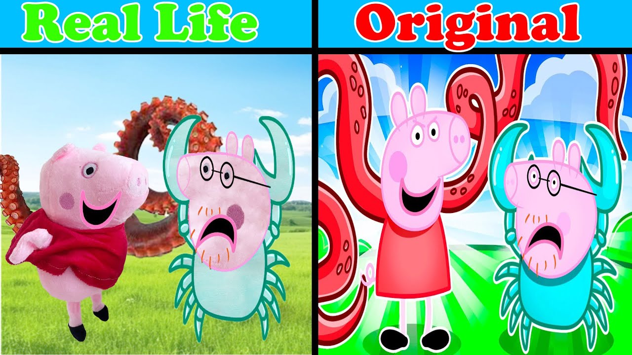 Peppa Pig, the monster comes ashore. - Peppa Pig Original vs Plush Toys ...