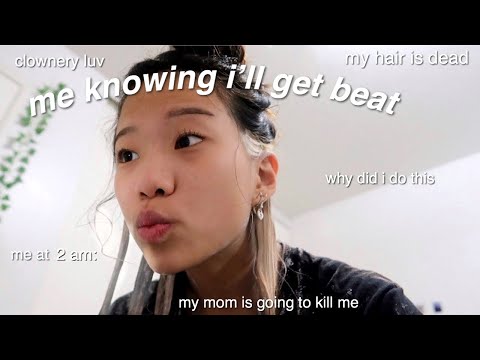 bleaching and dyeing the underneath of my hair blonde at 2 am behind my moms back