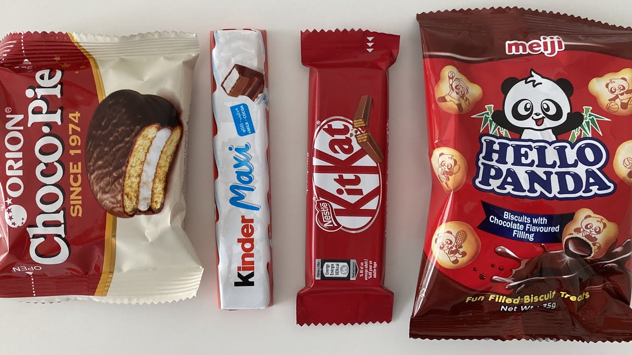 Choco•Pie, Kinder Maxi,KitKat and Hello Panda. No talking ASMR. - YouTube