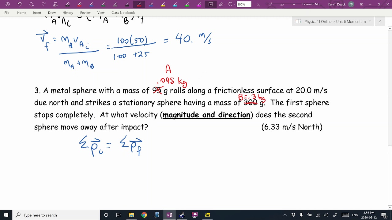 Physics 11 U6L5 More C of M Solutions to Homework - YouTube