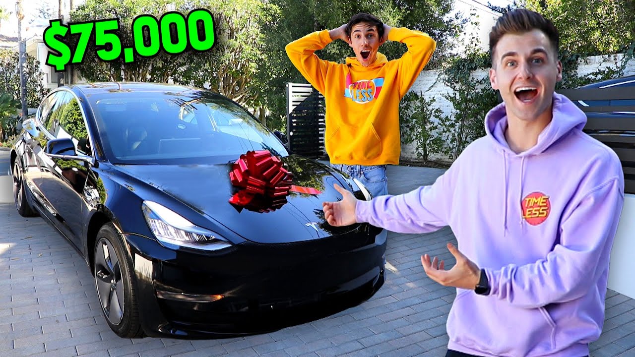 We SURPRISED Our Best Friend With His DREAM CAR! (TESLA) - YouTube