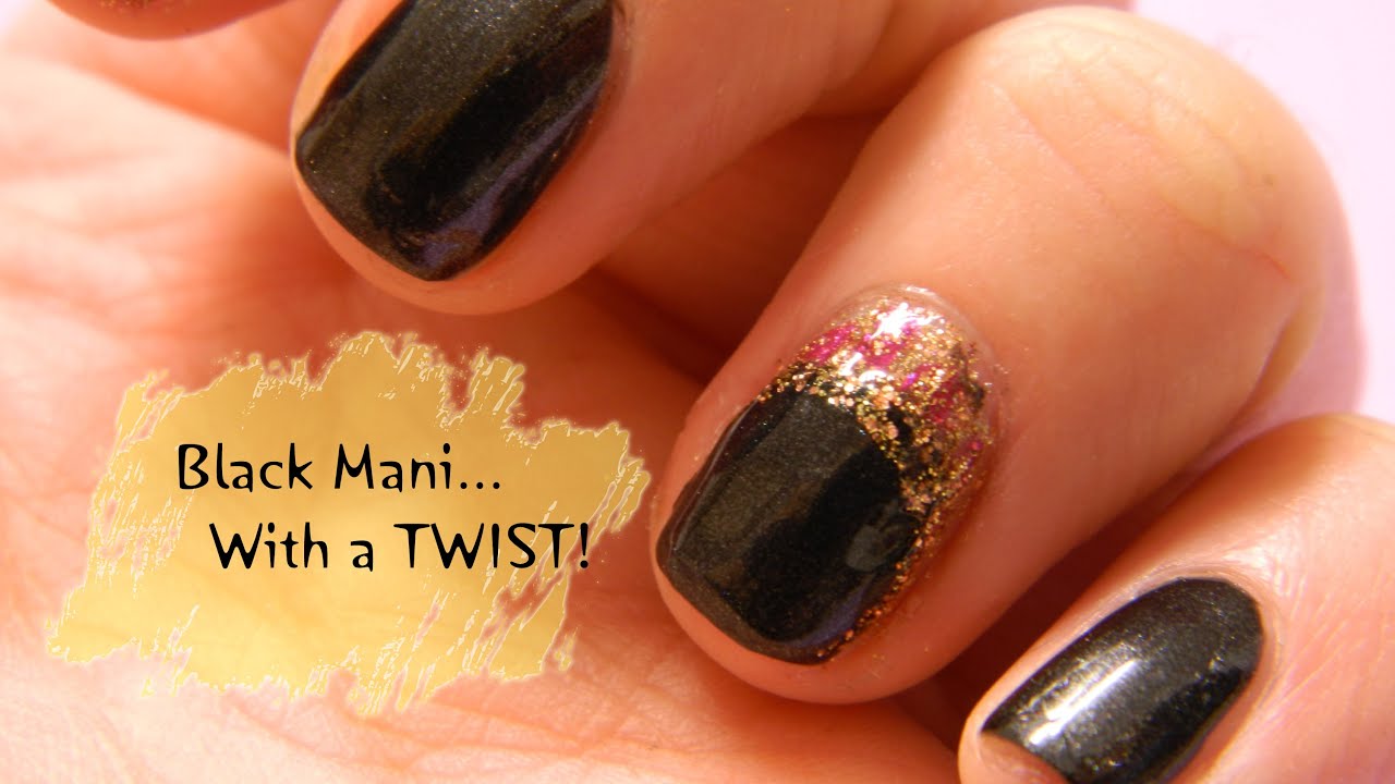 Black Mani with a TWIST! [Tutorial for beginners] - YouTube