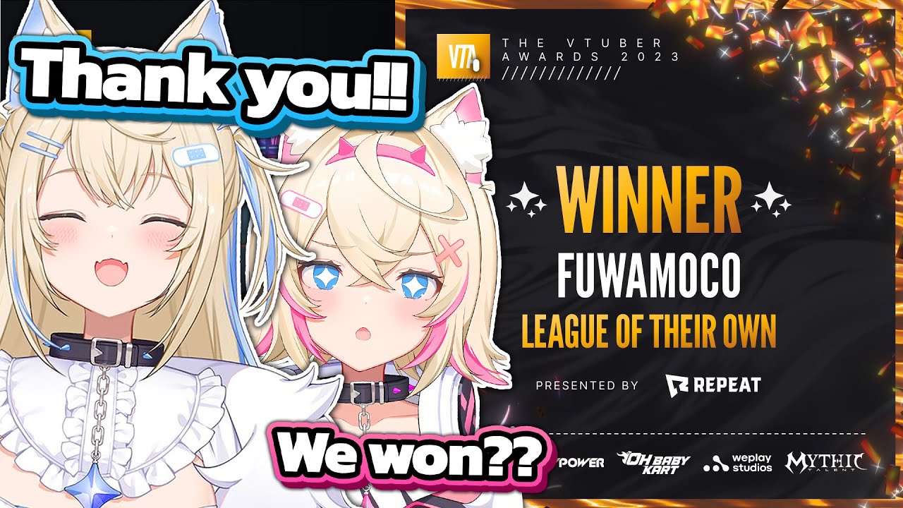 FuwaMoco reacts to them winning an award in the VTuber Awards - YouTube