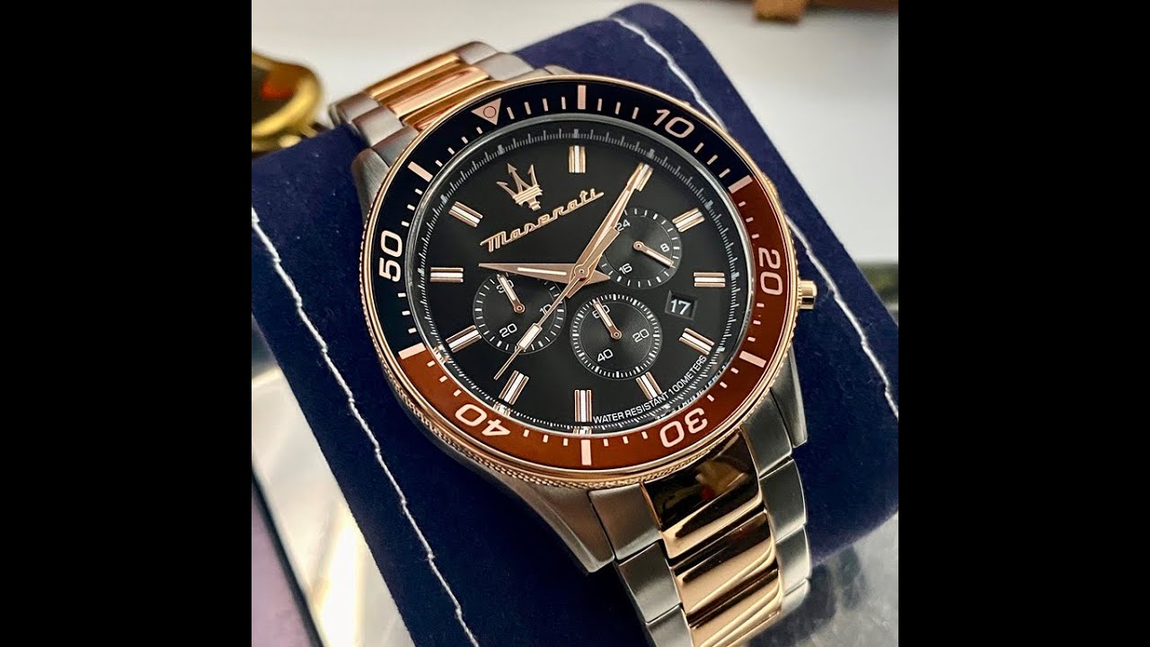 星晴錶業－MASERATI手錶,編號R8873640009,44mm藍紅圓形精鋼錶殼,黑色三眼, 中三針顯示, 水鬼錶面,銀色精鋼錶帶款 ...