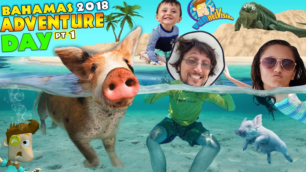 SWIMMING with PIGS in BAHAMAS + IGUANA ISLAND FUNnel Family Exuma Tour ...