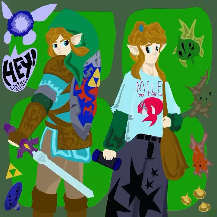 Legend of Zelda Fanart, regular Link and Link in casual attire - YouTube