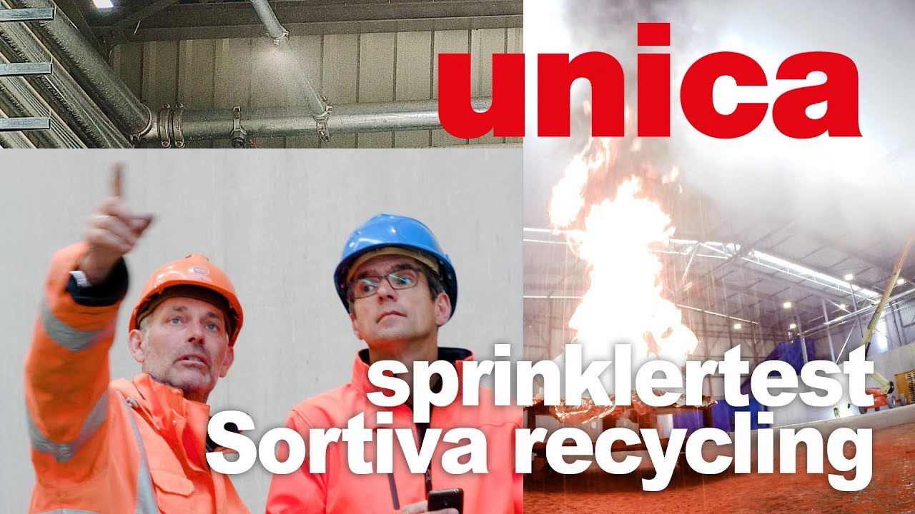 Sprinklertest Unica bij Sortiva Recycling - YouTube