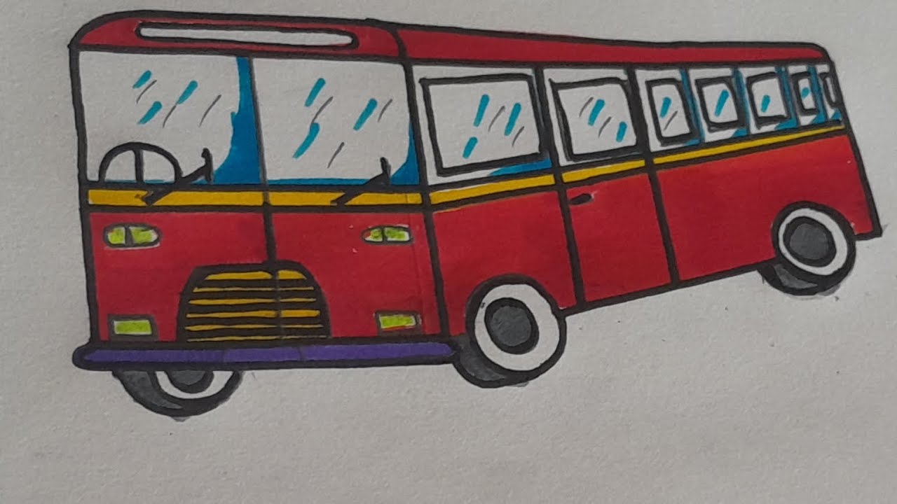 Easy bus drawing trick for kids |bus drawing with swastik |bus drawing ...