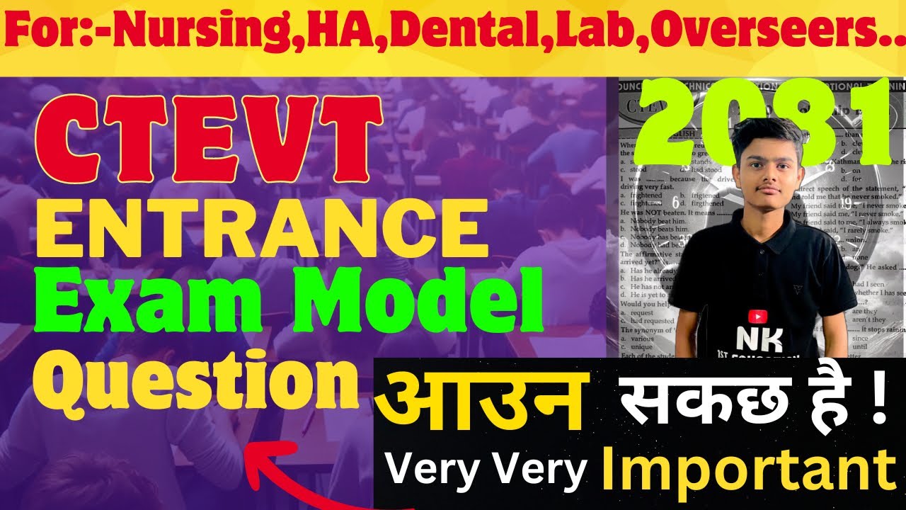CTEVT Entrance Exam model Questions for nursing,Dental,HA,Overseers ...