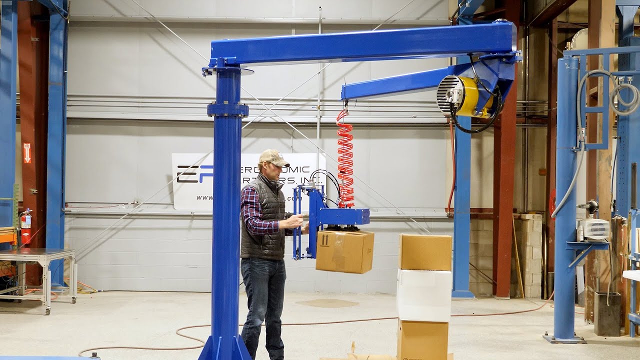 (ABA) Air Balancer Arm for Low Headroom Box Palletizing - YouTube
