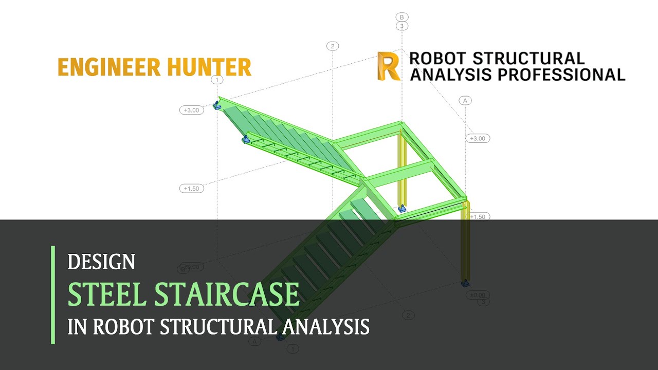 Steel Staircase in Robot Structural Analysis Professional - YouTube