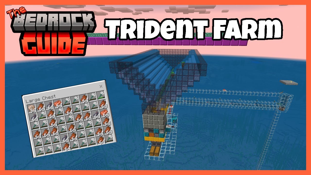 Trident Farm Minecraft Bedrock (drowned farm minecraft) - YouTube