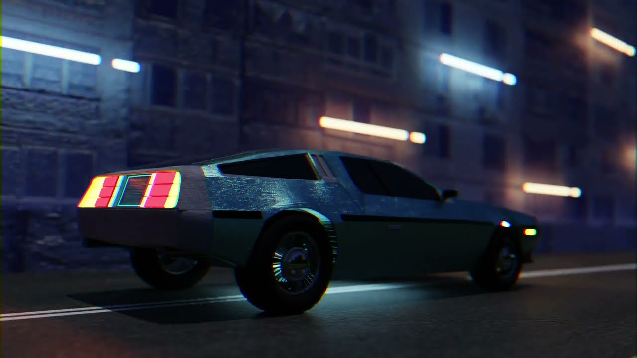 Delorean Synthwave Retro Type Beat Neon Moving Lights VJ Futuristic ...