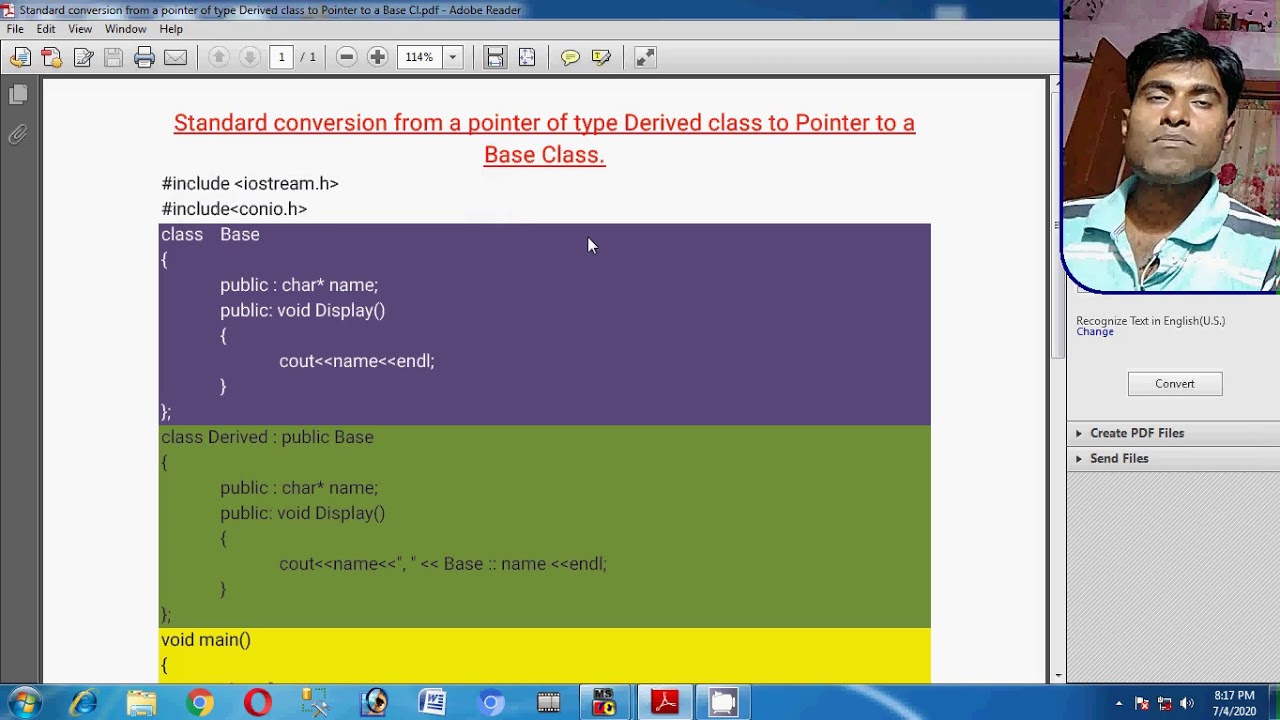Conversion From A Pointer of Type Derived To Pointer of Base C++ - YouTube