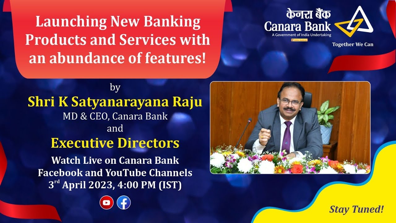 Launching New Banking Products and Services - Canara Bank | Watch Live ...