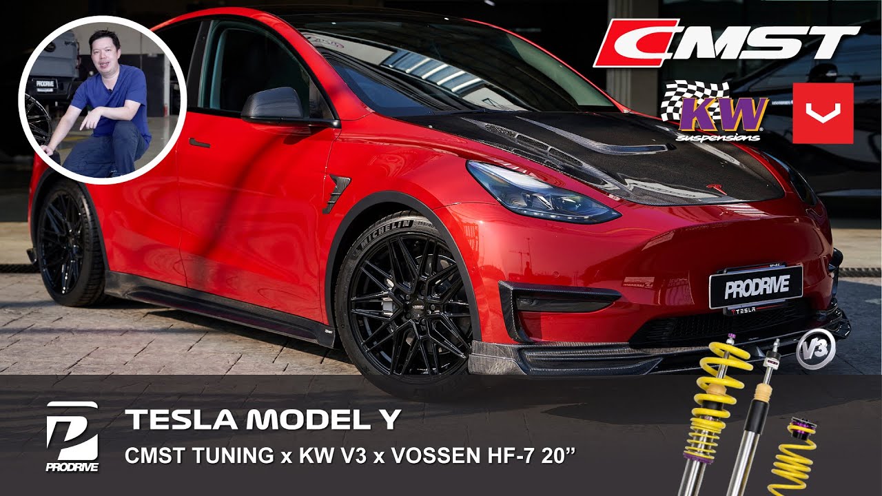 Tesla Model Y 2 คัน จับโหลดด้วย KW V3 แต่งเต็ม CMST Tuning พร้อมล้อ ...