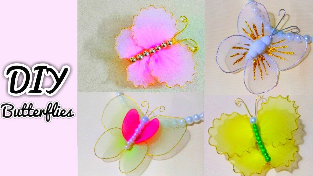 How To Make Nylone Stocking Butterfly Easily - YouTube