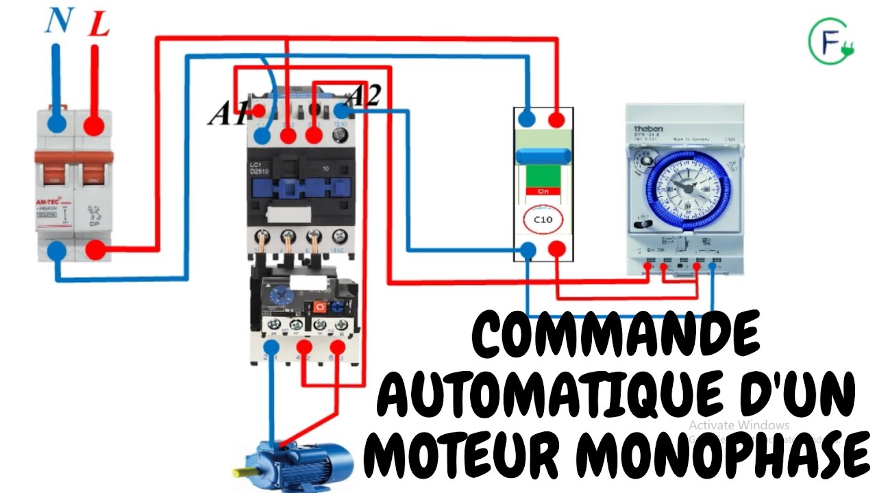 COMMANDE AUTOMATIQUE D'UN MOTEUR MONOPHASE - YouTube