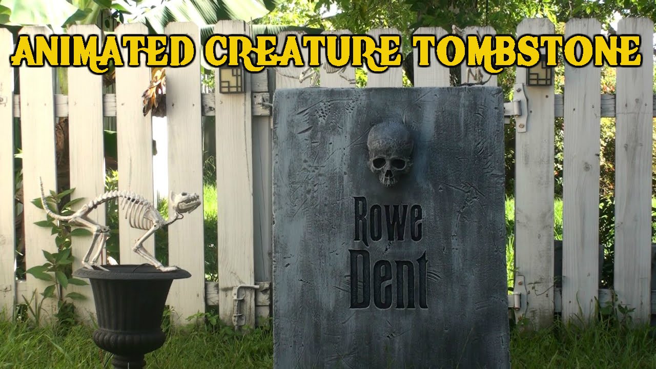 Halloween Animated Creature Tombstone - YouTube