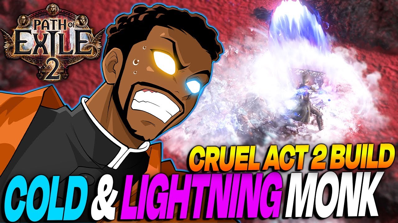 Path Of Exile 2 Monk - Lv 53 OP Cold & Lightning Build (Cruel Act 2) | Invoker Gameplay - YouTube