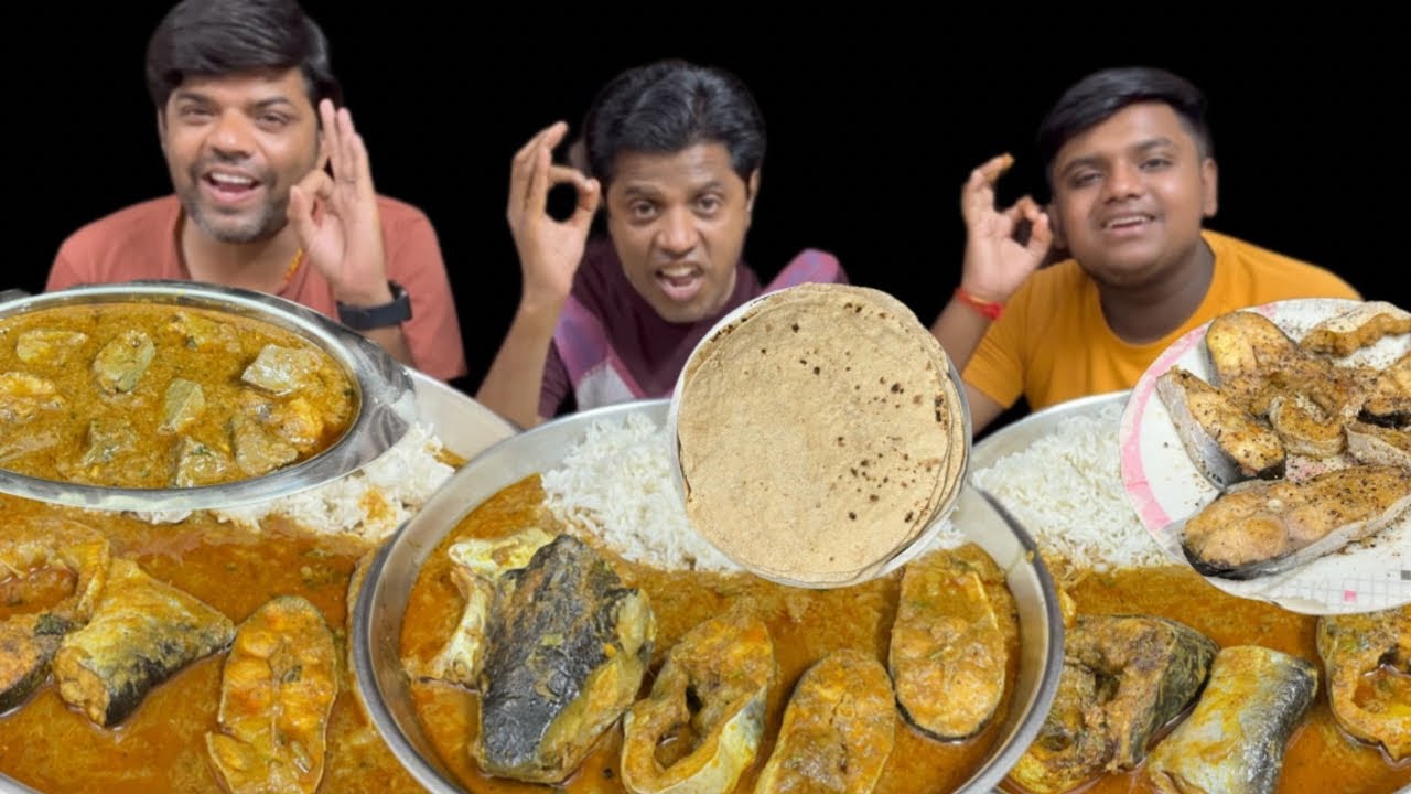 Fish Curry / Mutton Liver / Fish Fry / Rice / Roti / Salad / 😀👌 - YouTube