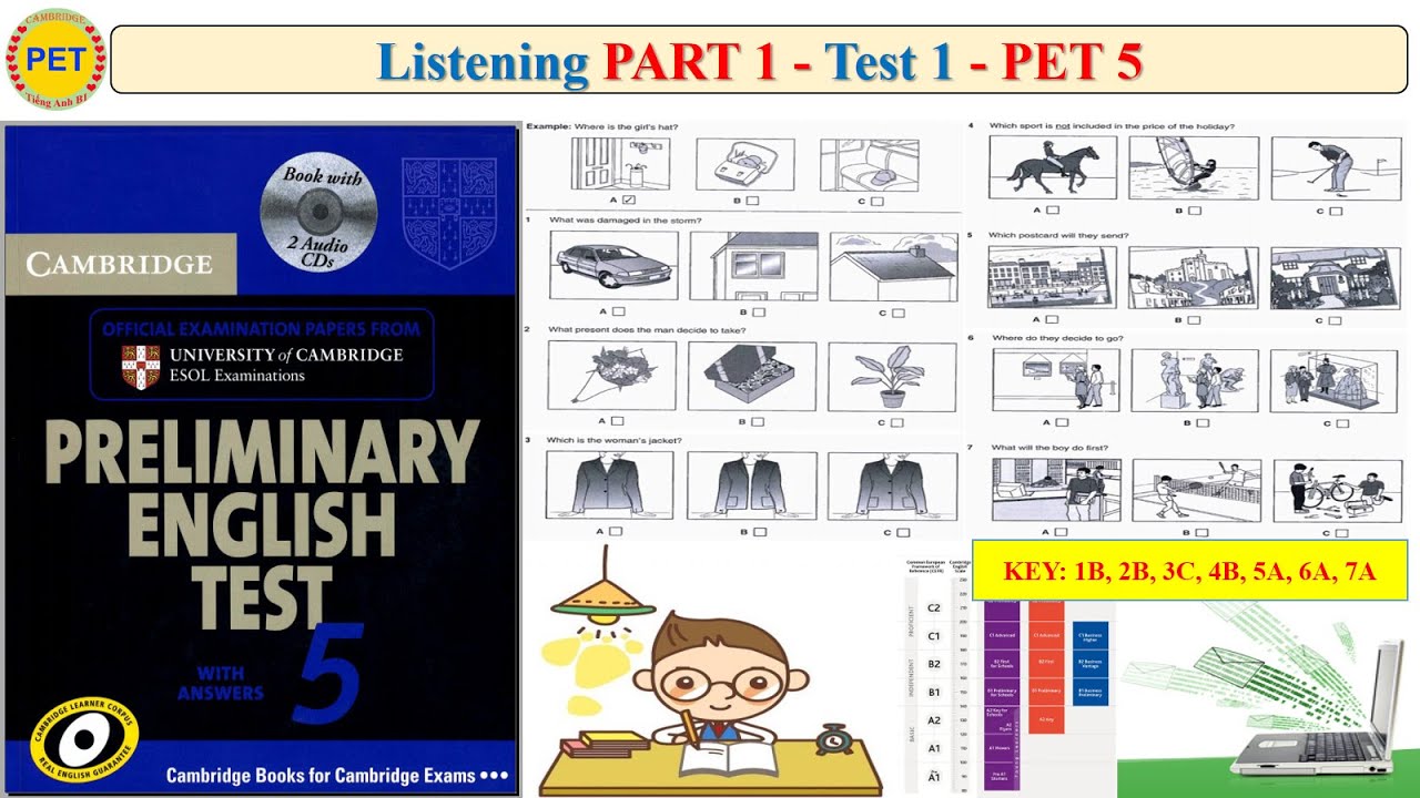 PET 5 Listening Part 1 Test 1 (Transcript + Key) - YouTube