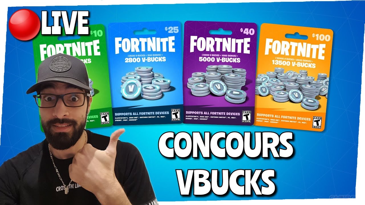 🔴 CONCOURS 2 x 2500 VBUCKS !! FORTNITE LIVE PS5 manette - YouTube