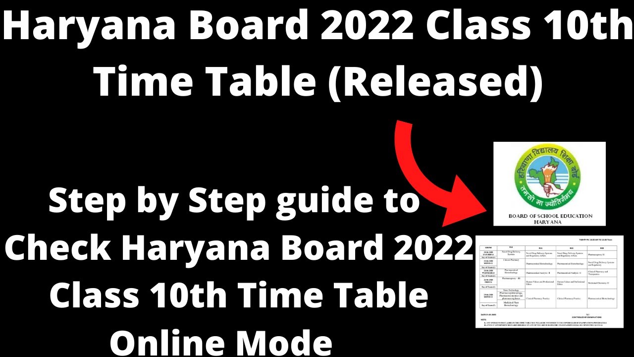 Haryana Board 2022 Class 10th Time Table (Released)-How to Check ...