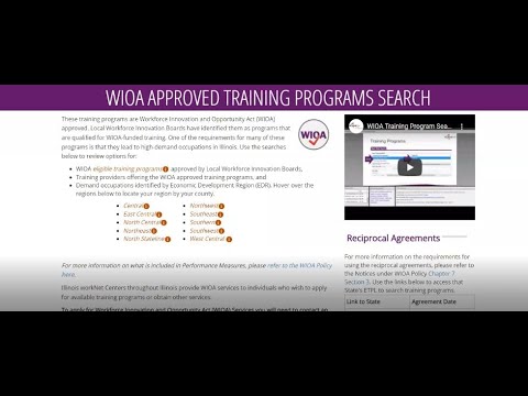 WIOA Training Program and Provider Search Overview - YouTube