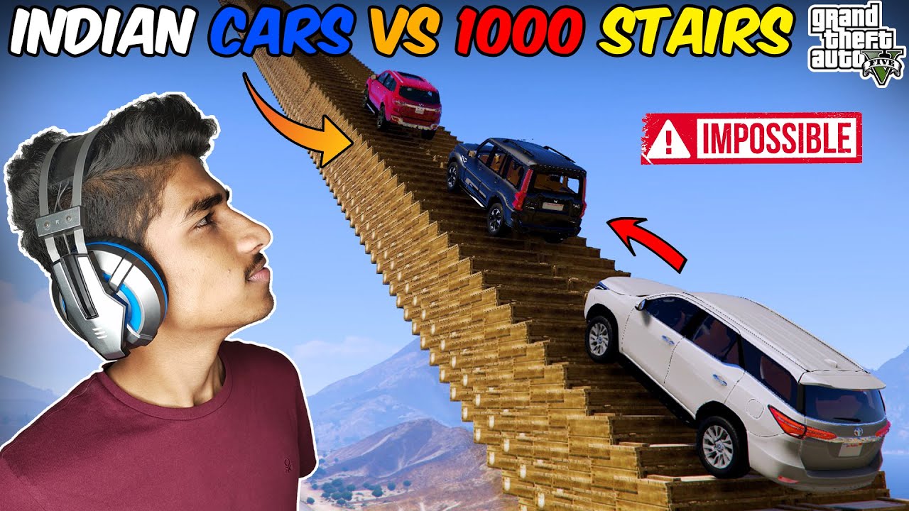 THE BIGGEST STAIRS CHALLENGE IN GTA 5 WITH INDIAN CARS | GTAV GAMEPLAY ...
