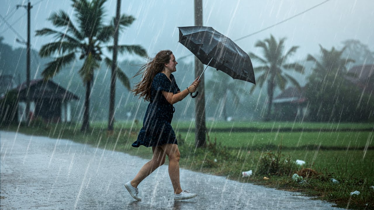 The Biggest Rainstorm Hitting Rural Indonesia, Very Refreshing ...