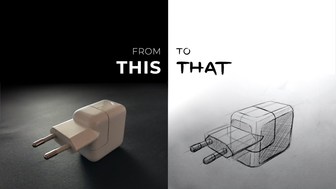 How to Sketch Products in Perspective | Sketching a Power Adapter (Step ...