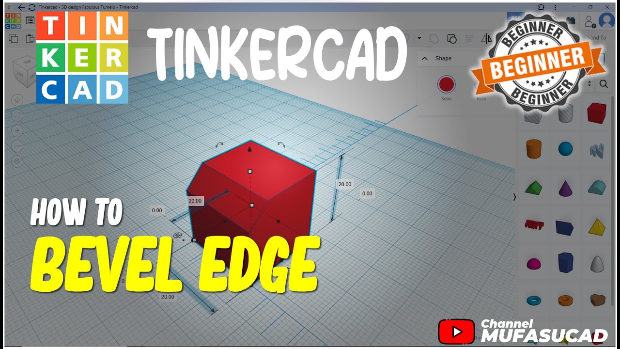 TinkerCAD How To Bevel Edges - YouTube