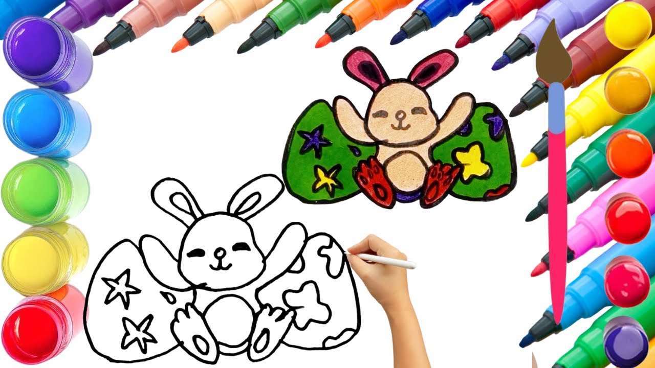 How To Draw cute Bunny Rabbit Drawing, Painting & Coloring For Kids and ...