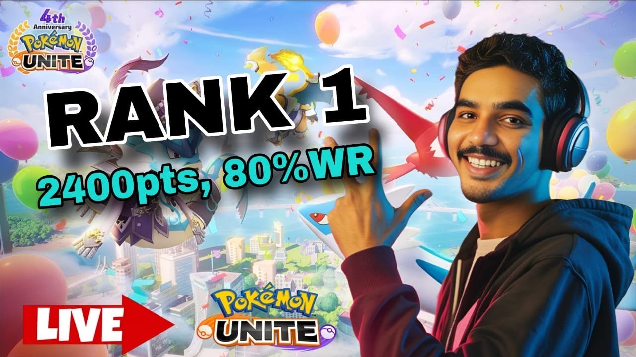 5 STACK RANK GAME |TOP 1 GLOBAL | POKEMON UNITE | - YouTube