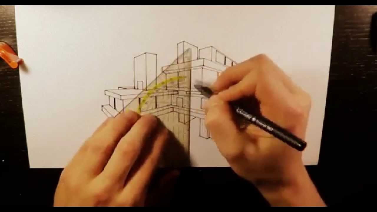 How to draw a modern building with 2 point perspective ...