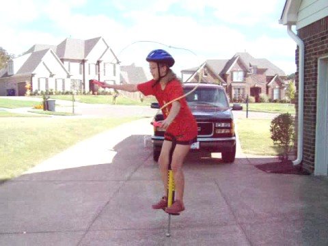 Pogo stick jump rope girl - YouTube