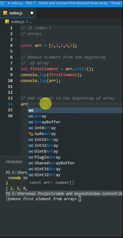 Js Codes Part 7 - Inserting And Removing The First Element Of Array 