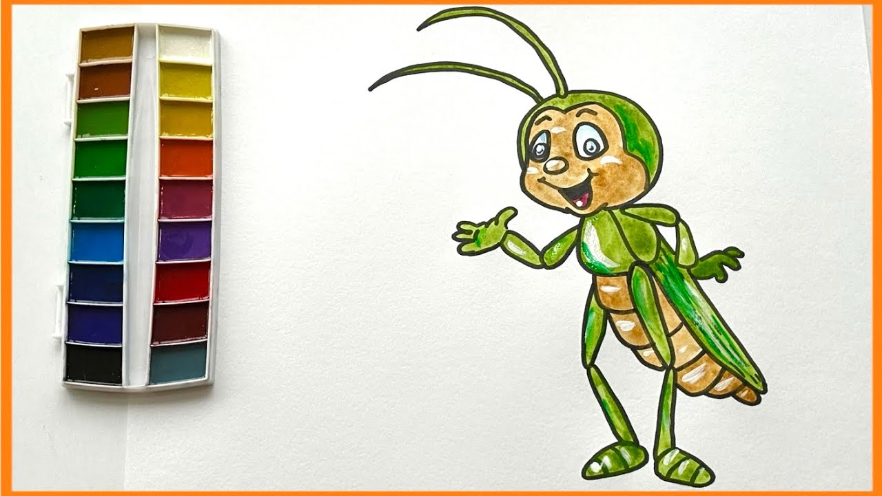 How To Draw A Grasshopper | Easy Drawing For Kids - YouTube