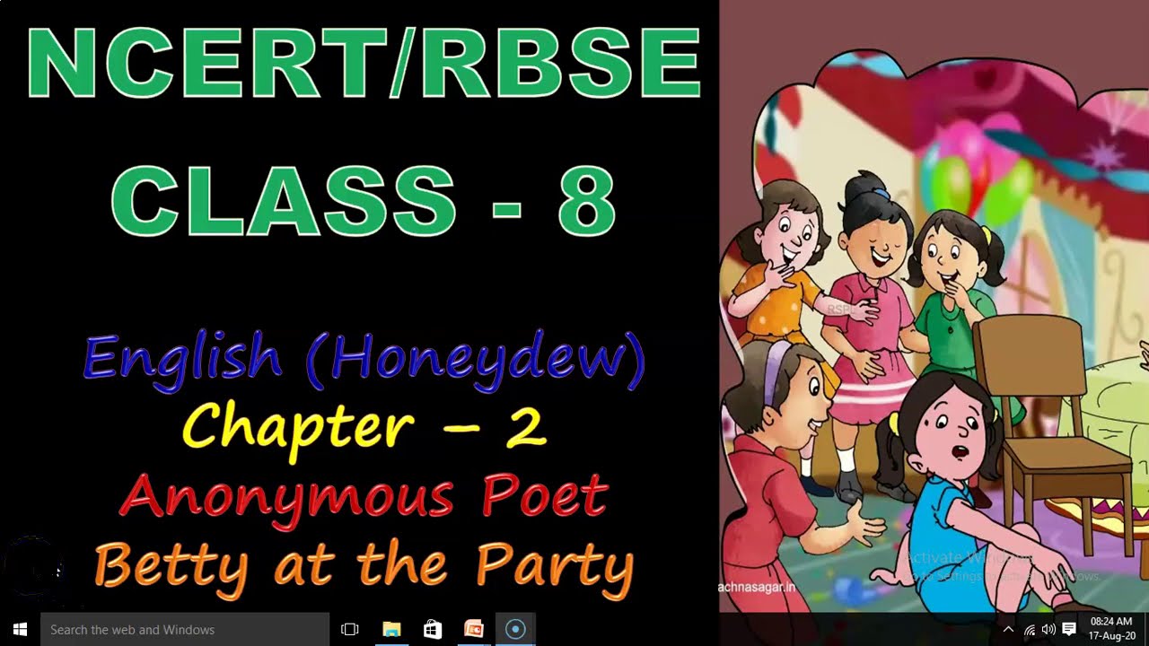 English Class 8 Poem : Betty at the party (Honeydew) NCERT/RBSE - YouTube