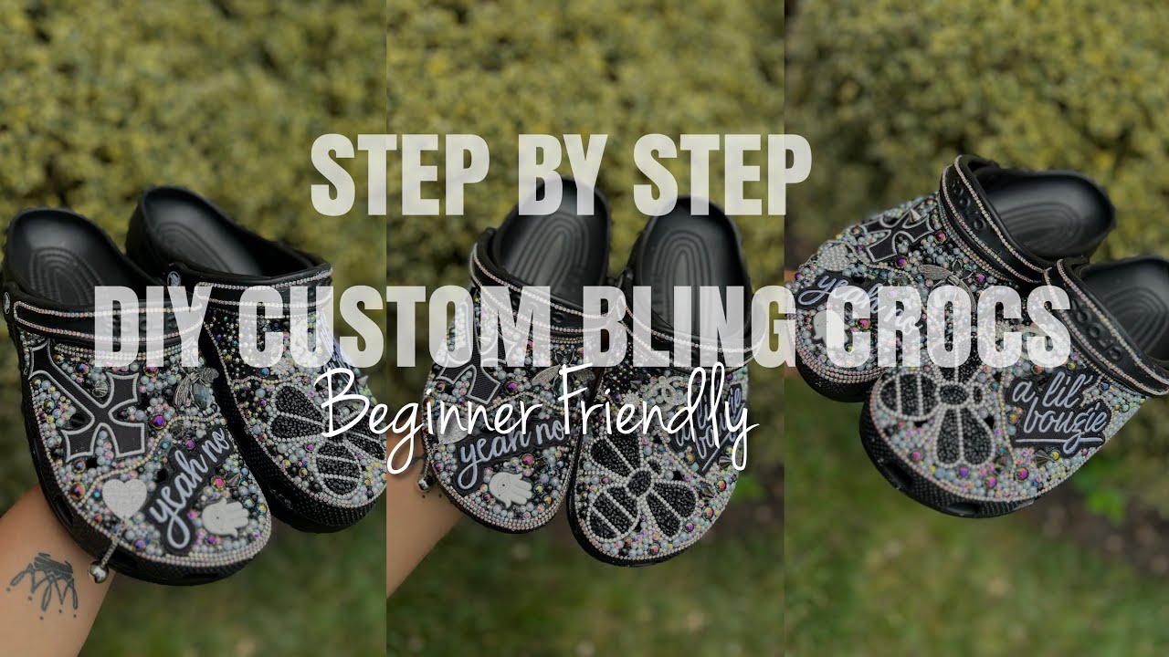 DIY CUSTOM BLING CROCS | STEP BY STEP TUTORIAL | IRON ON PATCHES - YouTube