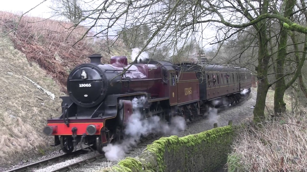 LMS Hughes Crab No.13065 southbound from Mytholmes Tunnel [KWVR] - YouTube