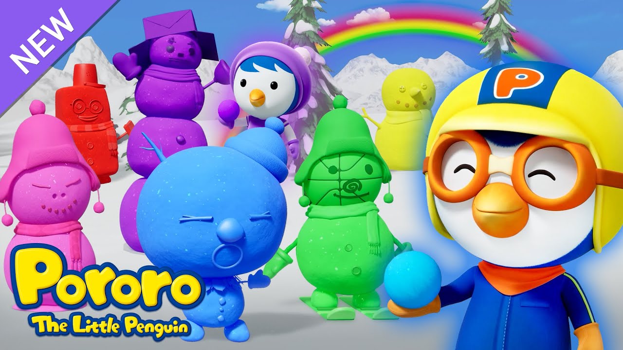 Learn Colors with Snowman | Ten Colors Pororo Snowman🎈 | Learn Colors ...