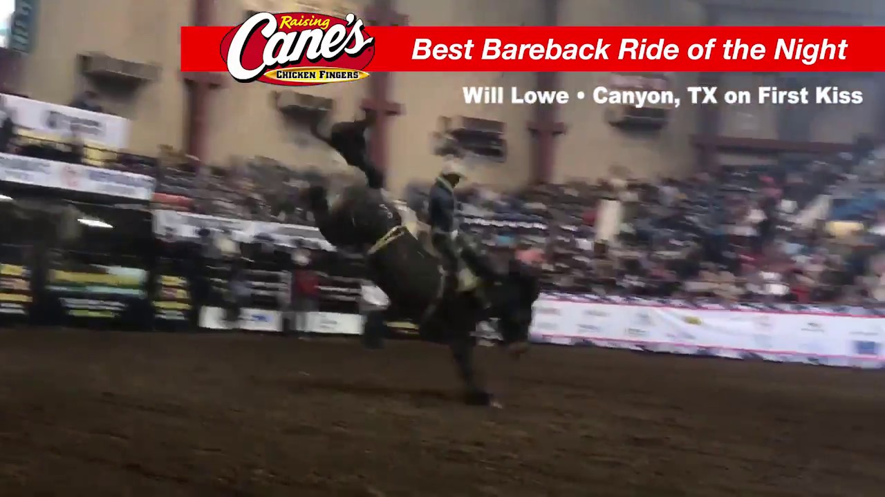 Bareback Rider Will Lowe with an 85-point ride at 2018 San Angelo Rodeo ...