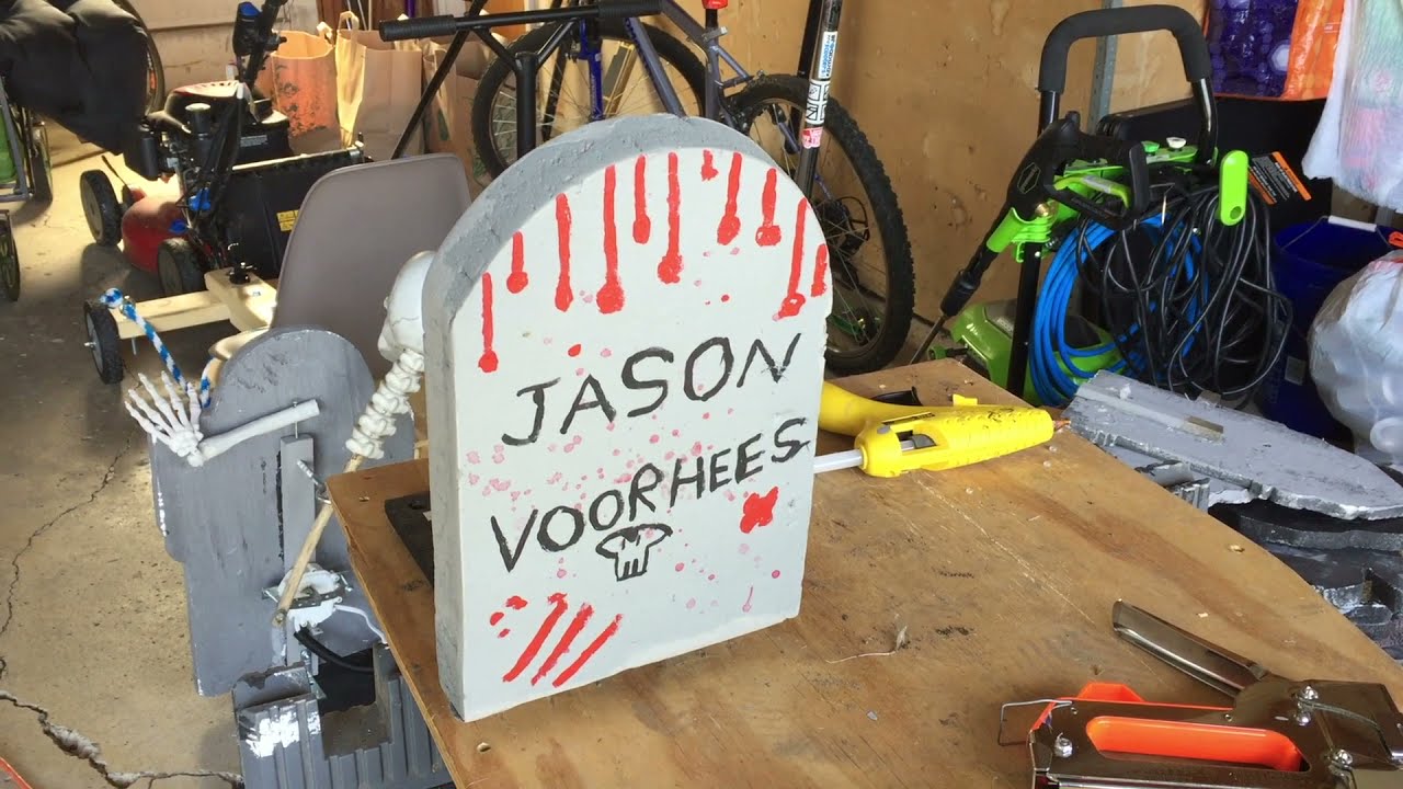Rocking Halloween tombstone prop (deer motor prop) - YouTube