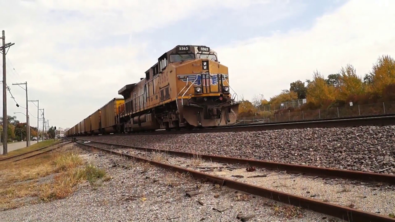 Coal Train Passes Old Tracks - YouTube