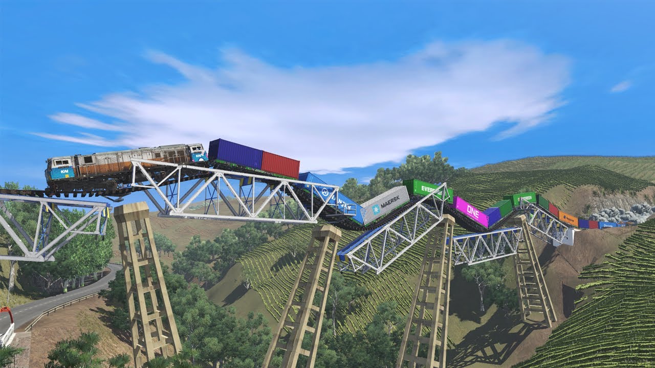 Kereta Api Melewati Jembatan Rusak | Train Passes Over Broken Bridge ...