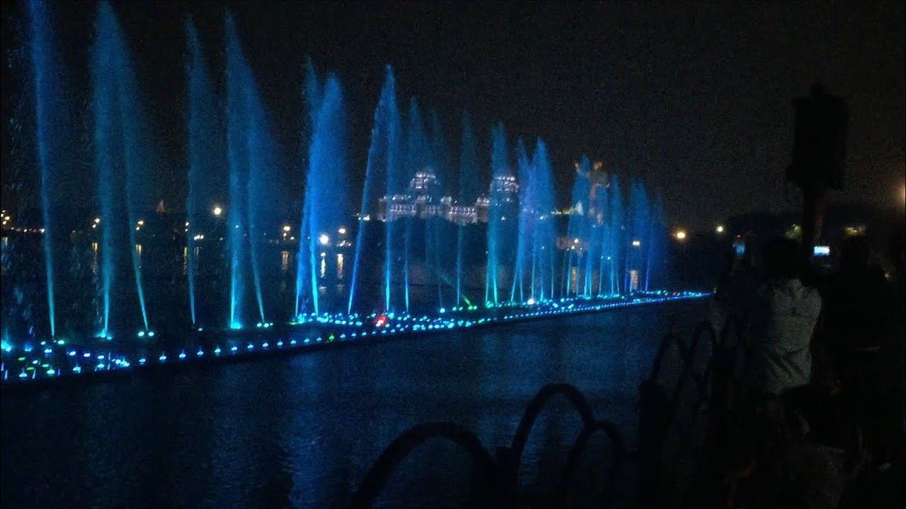 Night view at tank bund hyderabad / necklace road / secretariat ...
