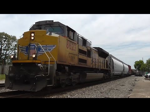 UP 8623 Leads M374 through Terre Haute, IN - YouTube