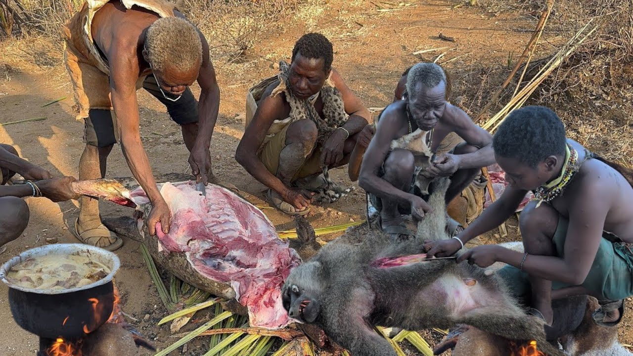 Discover Hadzabe Tribe Biggest Baboon Monkey Hunts Cooking In Forest ...